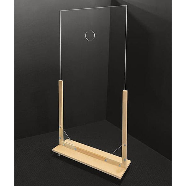 36" x 72" Portable Acrylic Temperature Check Divider with Wood Frame a ...